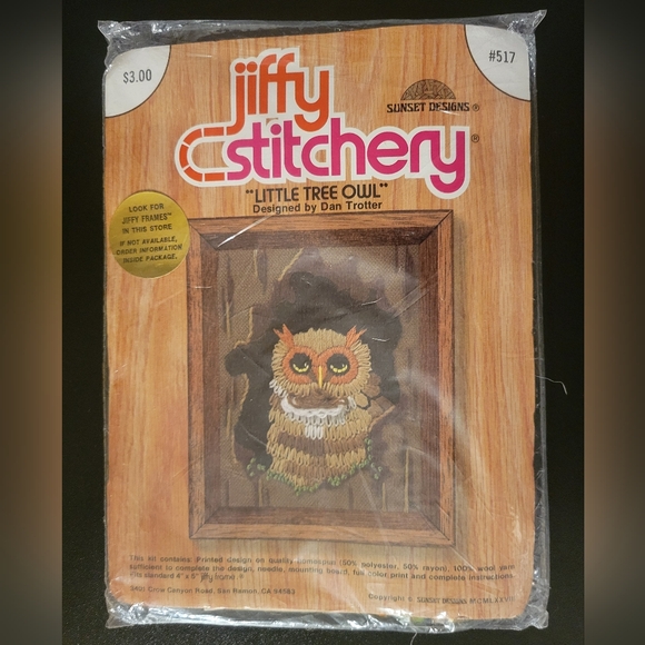 Jiffy Stitchery | Other | Vintage 973 Jiffy Stitchery Little Tree Owl ...